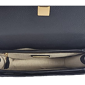 Tory Burch 138724 Britten Pebbled Black Leather With Gold Hardware Medium Women's Adjustable Shoulder Bag