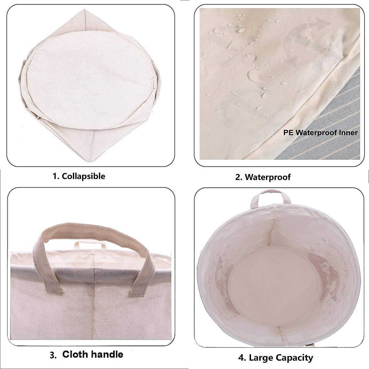 Large Laundry Hamper, ZUEXT Waterproof, Freestanding Laundry Hamper, Collapsible Tall Clothes Hamper with Handles for Clothes Toys in the Dorm and Fam(Green Dinosaur, 63L)