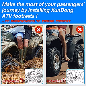 Pairs ATV Foot Rests for 4 Wheeler Rear Passenger Foot Pegs Universal Foldable Footrest Compatible for Polaris Sportsman Scrambler Grizzly Foreman Cforce Fourtrax