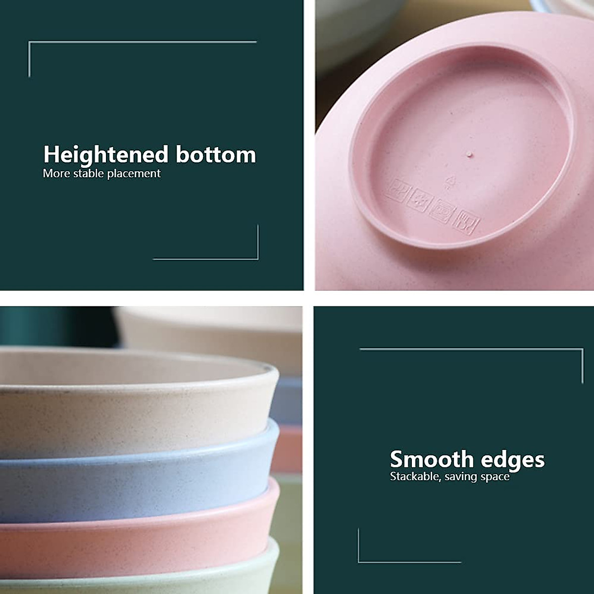 60 OZ Unbreakable Bowl Sets, 4 Pack Durable Large Bowls, Lightweight Dinnerware for Dinner Dessert, Fruit, Salad,Noodle, Cereal, Kitchen Soup Bowls (20CM 4 Beige)