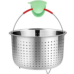 REDANT Steamer Basket for Instant Pot Accessories 8 qt, Pot Strainer Steamer for cooking, Steam Basket Stainless Steel Steamer Insert for Vegetables, Egg, Pasta (Free 2 Pcs silicone gloves), 8 Quart