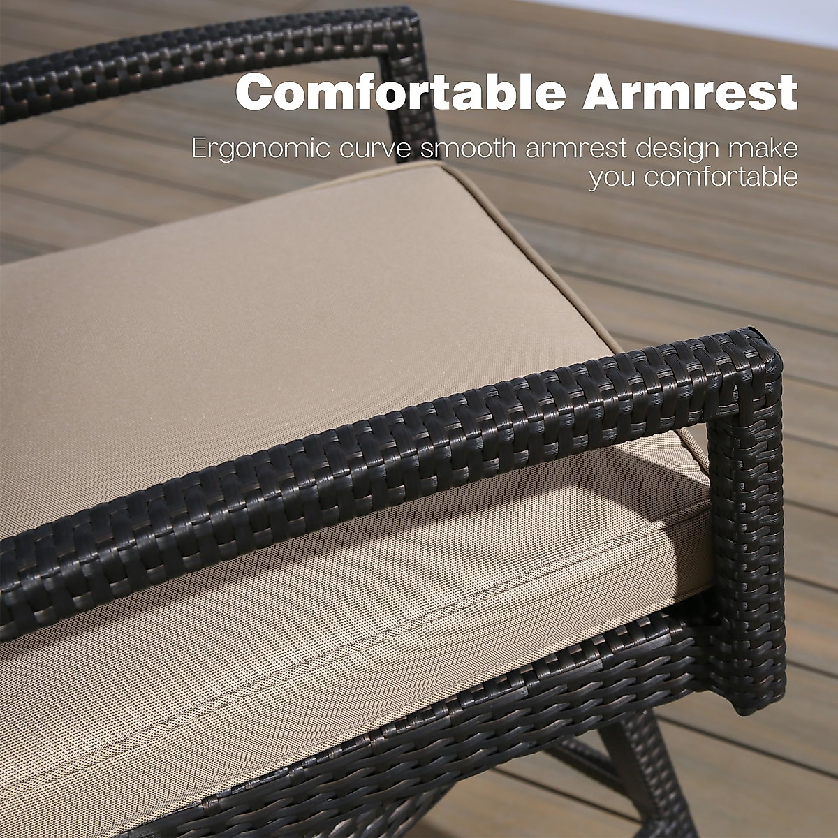 Patio Tree Outdoor Swivel Wicker Bar Chair with Soft Cushion, Steel Patio Bistro Stool