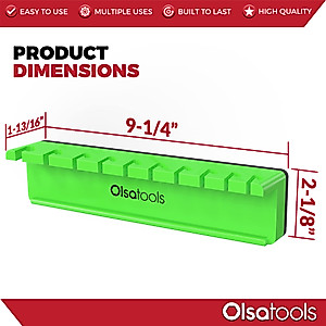Olsa Tools Magnetic Wrench Holder Organizer (Green) Polypropylene | Fits SAE 3/8" Thru 15/16" & Metric 10mm Thru 19mm | Professional Grade