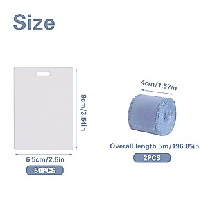 50 PCS Dinner Place Cards, Paper Place Cards For Table Setting, Wedding Place Cards with Blue Chiffon Ribbon, Table Name Cards For Wedding, Baby Shower Place Cards Decorations