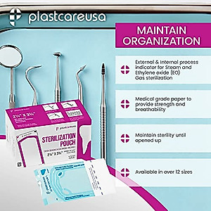1000 2.25 X 2.75 Self Sterilization Pouches for Dental Offices, Autoclave Sterilizer Bags Pouch for Dentist Tools, for Cleaning Tools, 200 Pouches Per Box, 1 Box of Paper Blue Film…