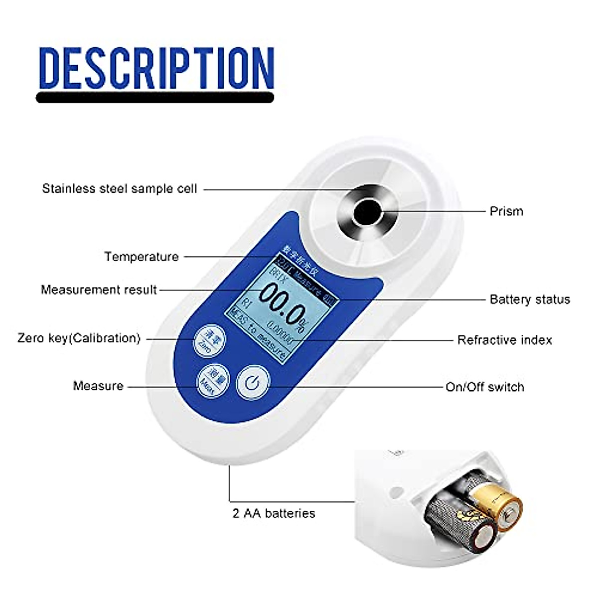 Lnicez Instruments Digital Brix Refractometer, Range 0-55%