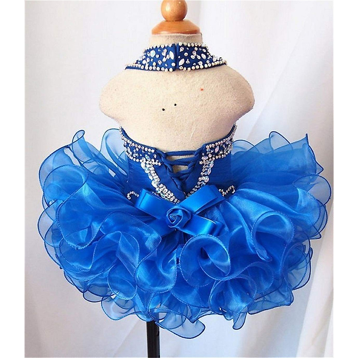 Junguan Toddler Girls Halter Pageant Cupcake Dresses Little Baby Short Ball Gowns with Crystals 2020 7 US Red