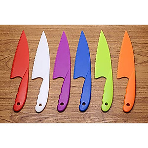 PENTA ANGEL 6 Colors Plastic Kitchen Knife Set Nylon Knife Children Safety Cooking Chef Knives for Fruit Lettuce Vegetable Salad Bread (6 Colors)
