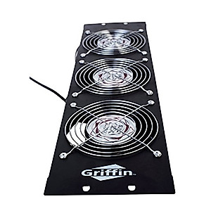 GRIFFIN Rackmount Cooling Fan | 3U Ultra-Quiet Triple Exhaust Fans, Keep Studio Audio Equipment Gear Cool | Rack Mount on Network IT System Server Rails | DJ PA AMP Temperature Control Panel Cabinet