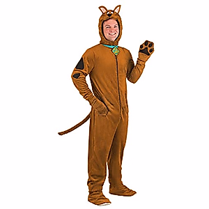 Fun Costumes Scooby Doo Costume for Adults, Brown Dog Jumpsuit for Movie Character Cosplay, Dress-Up Parties & Halloween Small