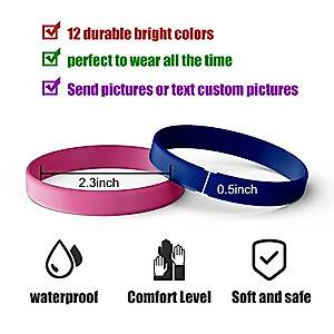 12 Wholesale Rubber Bracelets Silicone Bracelets Solid Color Silicone Wristbands Colored Rubber Stretch Bracelets Silicone Bracelets for Women Men Teen Gifts (12 Color Mixed)