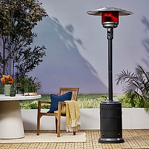 Amazon Basics 46,000 BTU Outdoor Propane Patio Heater with Wheels, Commercial & Residential - Slate Gray