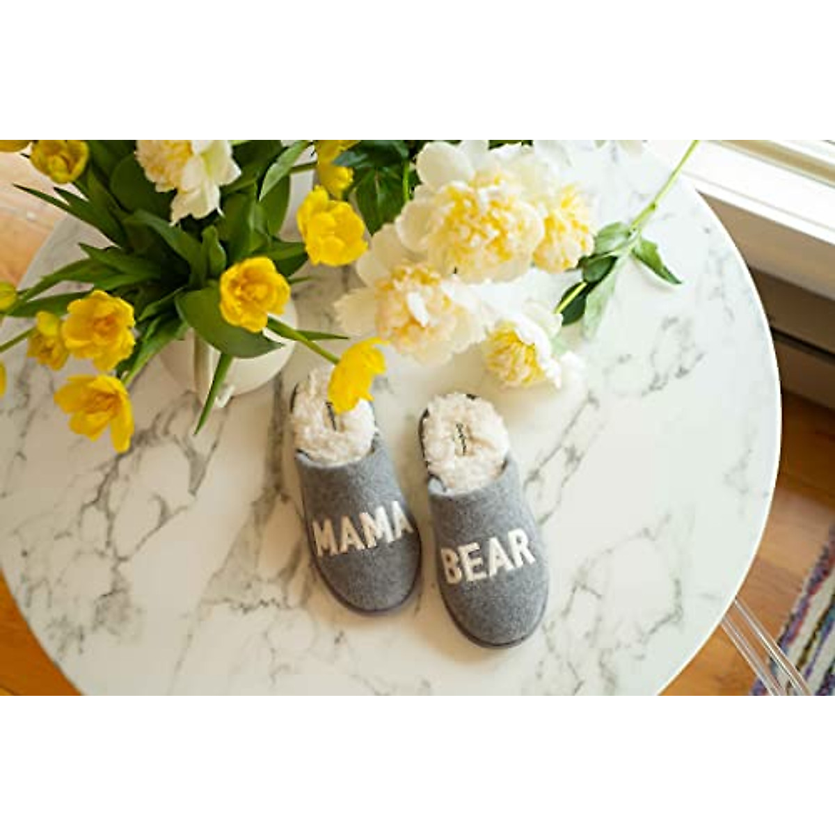 Dearfoams Women's Mama Bear Slipper, Light Heather Grey, 11-12