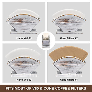 ANBOXIT Coffee Filter Holder, Farmhouse White Pine Wood Coffee Filter Holder Storage Container for Hario V60, Melitta Cone Filters