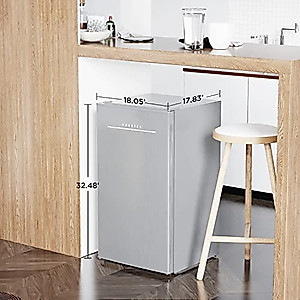 3.2 Cu.Ft. Small Refrigerator with Freezer, Mini Fridge for Bedroom, Mini Dorm Refrigerator with 6 Settings Mechanical Thermostat, One-Touch Defrosting System, Energy Saving, for Office, Home, Apartment, Silver