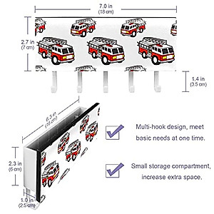 Fire Engine White Leather Hook Wall Mounted Coat Rack, 5 Hook Organizer Rail Rack for Door Kitchen Bathroom Bedroom Closet Room Entryway