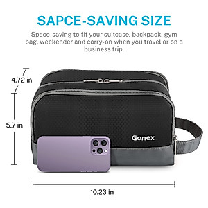 Gonex Travel Toiletry Bag Nylon, Dopp Kit Shaving Bag Toiletry Organizer Black