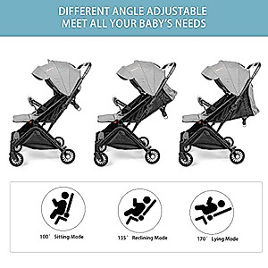 COLOR TREE Lightweight Stroller Foldable Compact Travel Stroller for Airplane with One-Hand Fold Pushchair Adjustable Backrest & Canopy for Babies and Toddlers