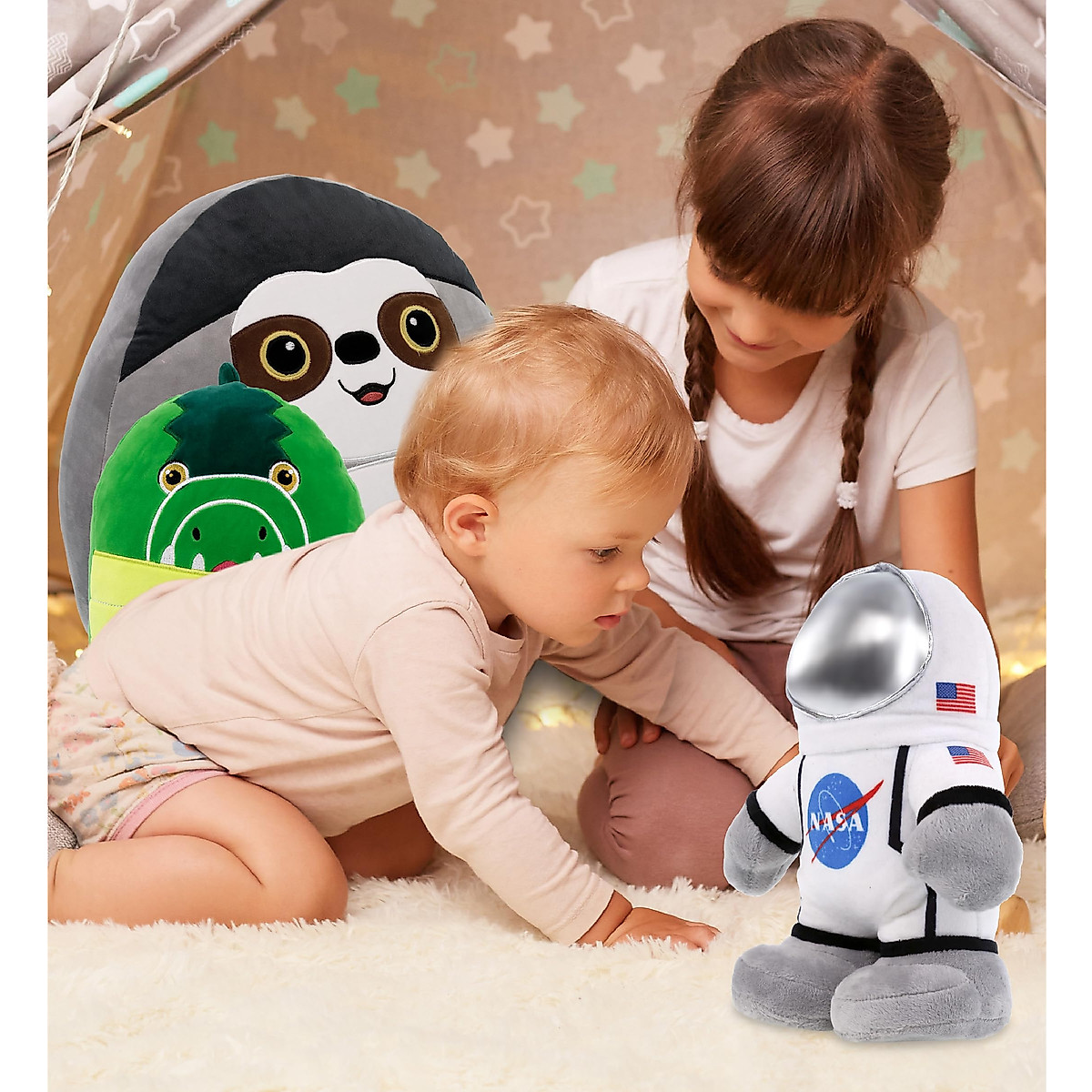 DolliBu Snug Mooshies Standing Astronaut Stuffed Plush Toy - Cuddly Super Squishy Soft Toys, Huggable Big Stuffed Plush for Girls and Boys, Cute Toy Stuffed Pillow for Kids - 9 inches