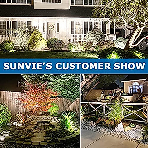 SUNVIE 12W LED Low Voltage Landscape Lights, Outdoor 12V 3000K Warm White (900LM) Waterproof Garden Pathway Lights Wall Tree Flag Spotlights with Spike Stand, 2 Pack with Connector