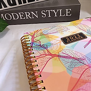 2023-2024 Planner Weekly And Monthly,Agenda Daily Planner 2023 With Tabs And Bookmark,8.7"x 6.3" Colorful Leaves 2023 Spiral Planning Notebook With Elastic Closure From January 2023 to December 2023