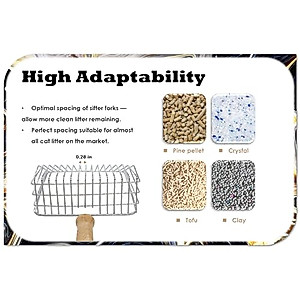 Vitisyao Metal Cat Litter Scoop with Holder, Fast Sifting Kitty Poop Scooper Caddy, Large Cat Poop Scooper Stand (Blue)