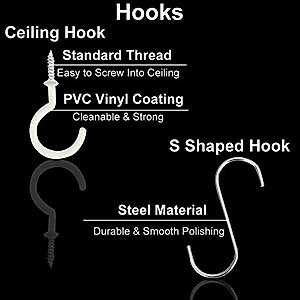 GROWNEER 5 Packs Macrame Plant Hangers with 5 Hooks, Different Tiers, Handmade Cotton Rope Hanging Planters Set Flower Pots Holder Stand, for Indoor Outdoor Boho Home Decor