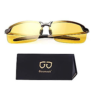 B BLOOMOAK Night Driving Glasses, Polarized Sports Night Vision Glasses - Anti glare, UV 400 Protection, Ultra Light(Yellow)