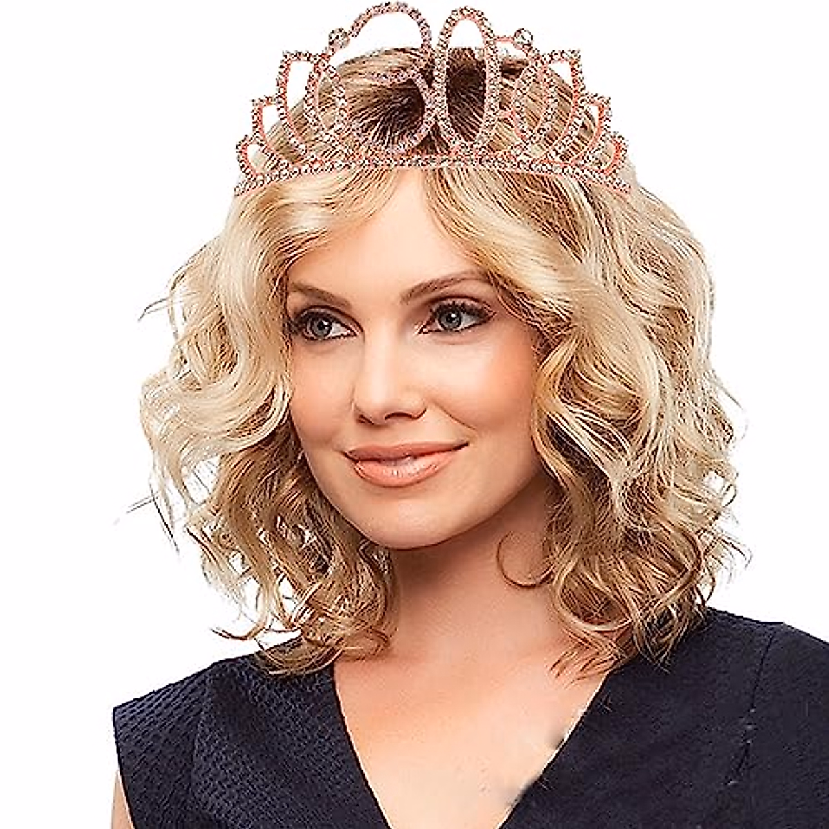 Ulfanit 30th Birthday Tiara and Sash for Women 30th Birthday Party, Rose Gold Glittered Rhinestone Crown, Dirty Thirty Sash & Happy 30 Birthday Cake Topper for Lady Birthday Party Decorations