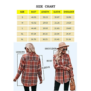 Oulivey Women Plaid Flannel Shirts Long Sleeve Oversized Button Down Boyfriend Blouse Tops (0066-Brown-XL)
