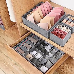 8 Pack Drawer Organizers for Clothing, Drawer Organizer Clothes Fabric Foldable Underwear Organizer, Dresser Organizer Closet Storage Dividers Bins for Storing Sock, Bra, Panty, Scarf, Belt, Ties