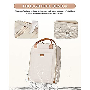UPPACK Travel Laptop backpack for Women Work Bag Teacher Backpack Large Travel Backpack Women Carry On Backpack Laptop Backpacks for Men Personal Item Backpack for Airlines Outdoor Waterproof Beige