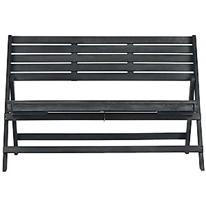 SAFAVIEH Outdoor Collection Luca Dark Slate Grey Folding Bench