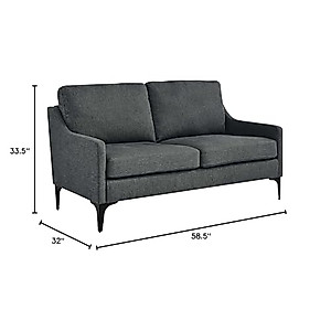 Modway EEI-6021-CHA Corland Upholstered Fabric Loveseat, Charcoal