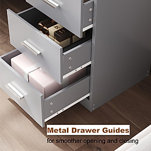 Rovaurx Makeup Vanity Table with Lighted Mirror, Makeup Vanity Desk with Storage Shelf and 4 Drawers, Bedroom Dressing Table, 10 LED Lights, Gray