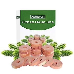 ACMETOP 24 Pack Cedar Blocks for Clothes Storage, 100% Natural Cedar Rings, Cedar Chips for Closets Storages, Cedar Balls Hangers for Wardrobes Closets and Drawers