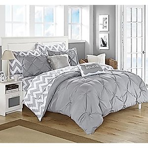 Chic Home 9 Piece Louisville Bedding Set, Full, Grey