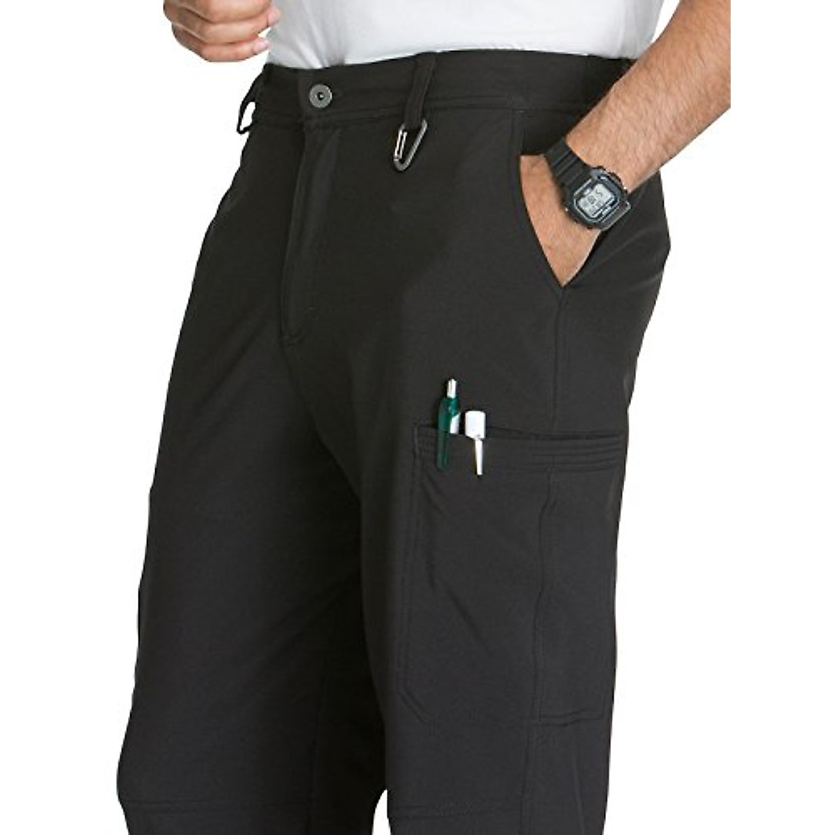 Cherokee Men's Scrub Pants Modern Fit 6 Pockets Tapered Leg with Drawstring CK200A, M, Black