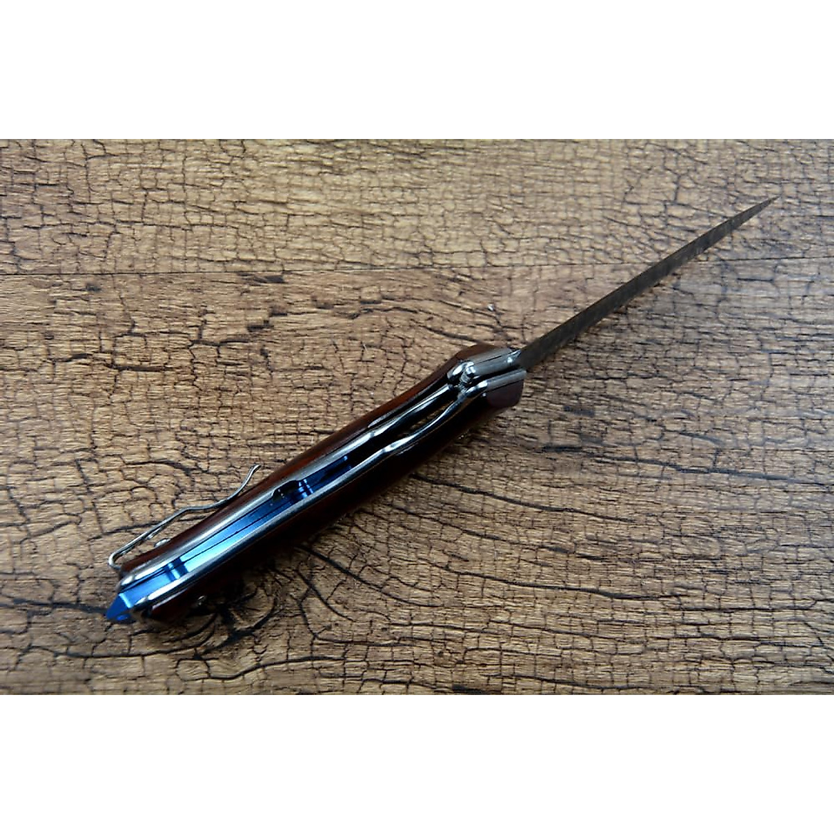 TWO SUN YSTART Damascus Blade Pocket Outdoor Folding Knife Red Ebony Wood Handle