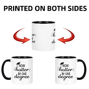 YHRJWN - Graduation Gifts, Now Hotter By One Degree Coffee Mug, Graduation Gifts for Woman Men Her Girls Friends, Christmas Gifts for Masters Degree PHD Graduates Grad College 11 Oz with Keychain