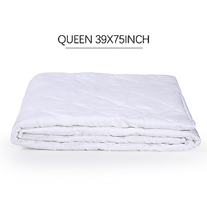 Newwiee 2 Pcs Queen Size Mattress Protector with Elastic Straps Slightly Waterproof Quilted Mattress Cover Pad Microfiber Mattress Topper Noiseless Fitted Mattress Bed Protector (75 x 39)