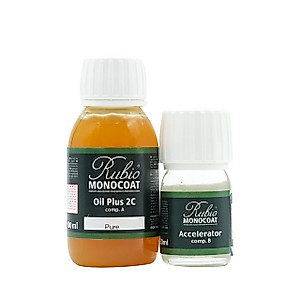 Rubio Monocoat Wood Oil Finish 65 ft² - Pure | Oil Plus 2C | Quick-Dry, Eco-Friendly Linseed Wood Oil for Indoor Use, Includes Accelerator (Part B) | Protector | 130 ml