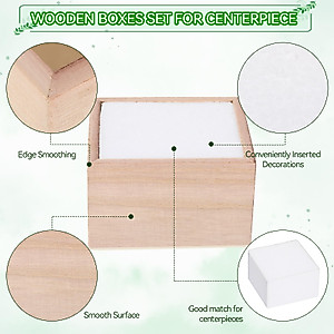 Suzile 12 Sets Square Rustic Wooden Box with Foam Blocks 4" x 4" x 2.3" Unfinished Wooden Box Small Wooden Box Organizer Container for Floral Arrangement, Home Decor, Centerpiece, Party, Craft