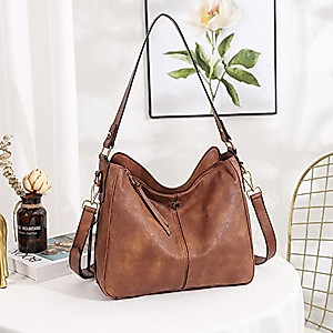 CLUCI Purses and Handbags for Women Hobo Tote Fashion Ladies Crossbody Large Bucket Shoulder Bag Vintage tan purses leather Two Toned Brown