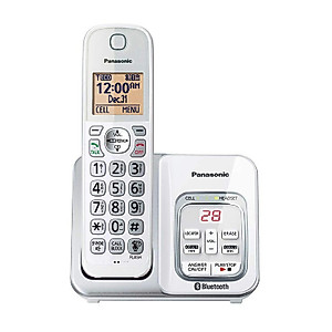 Panasonic KX-TG833SK1 Link2Cell Bluetooth Cordless Phone W/Voice Assist 3 Handsets (Renewed)