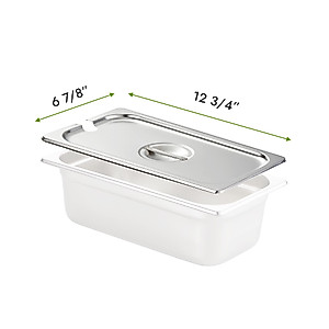 HECMAC 6-Pack 1/3 Size Slotted Hotel Pan Cover,Stainless Steel Solid Steam Table Catering Food Pan Lid with Handle