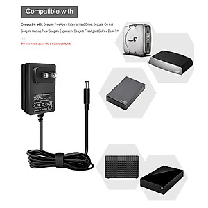 12V AC Power Adapter fits for Seagate Backup Plus SRD0SD0, Expansion SRD00F2, Central, FreeAgent GoFlex, SimpleTech External Hard Drive Power Supply Cord and More