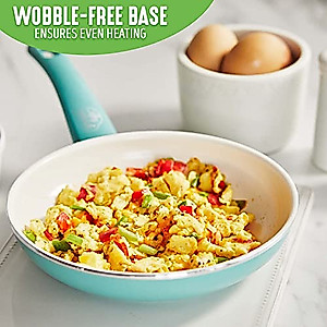 GreenLife Soft Grip Healthy Ceramic Nonstick, 8" Frying Pan Skillet, PFAS-Free, Dishwasher Safe, Turquoise