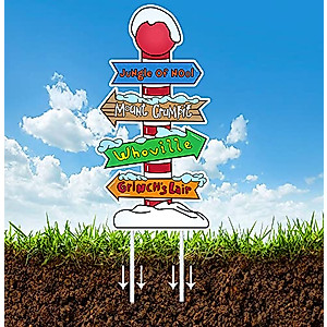 Grinch Christmas Decorations, 4PCS Yard Signs with Stakes, Grinch Cindy Max Whoville Sign for Xmas Garden Lawn Decor, Grinch Stealing Christmas Decor Party Supplies Holiday Decorations Outdoor