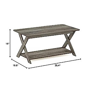 Furinno Modern Simplistic Criss-Crossed Coffee Table, 35.4 in x 19.6 in x 16 in, French Oak Grey